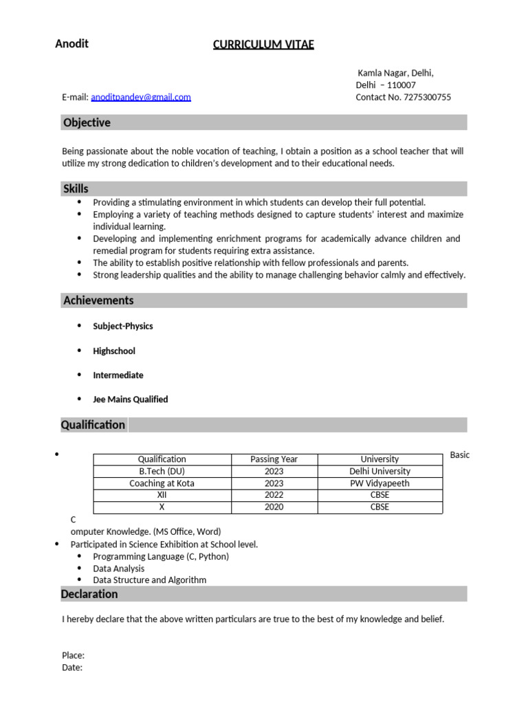 Priyanka CV | PDF
