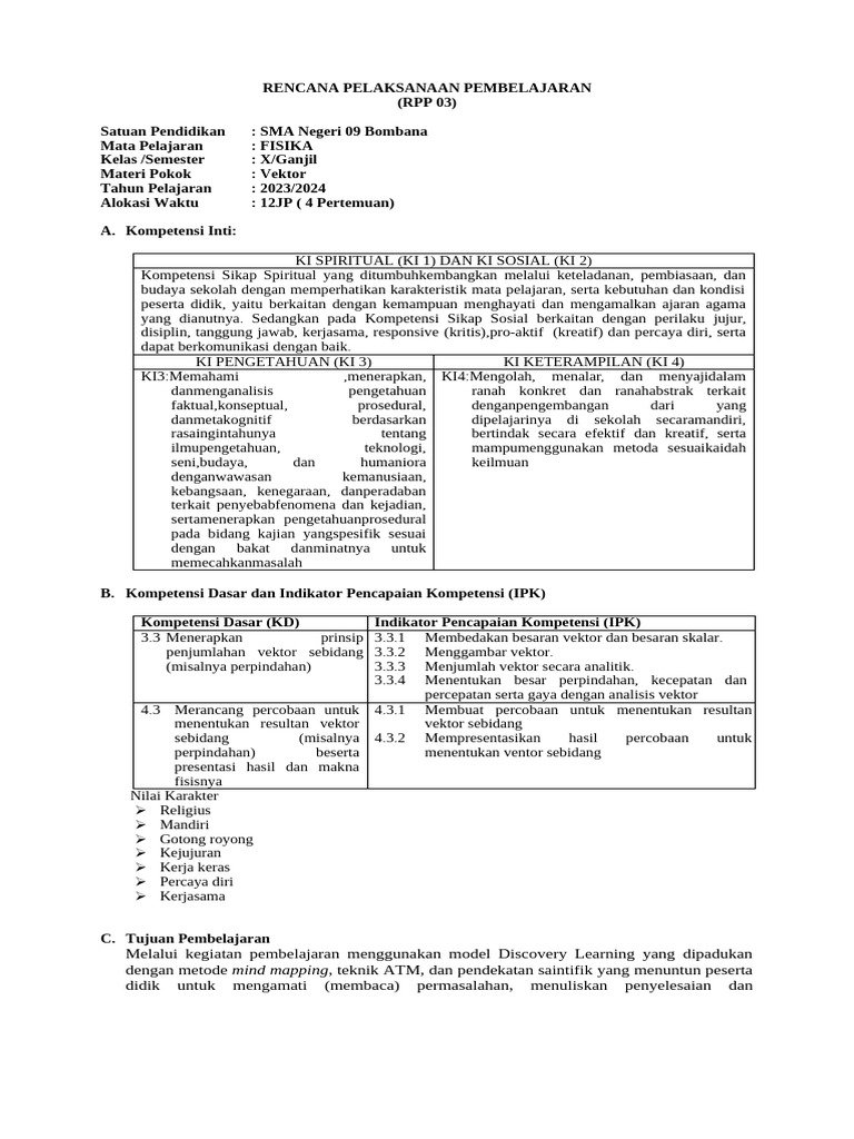 RPP Bab 3 Ganjil | PDF