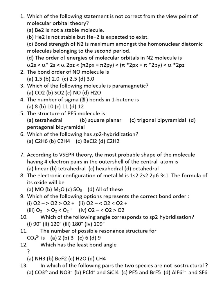Chemistry Quiz for Students | PDF | Molecules | Science & Mathematics
