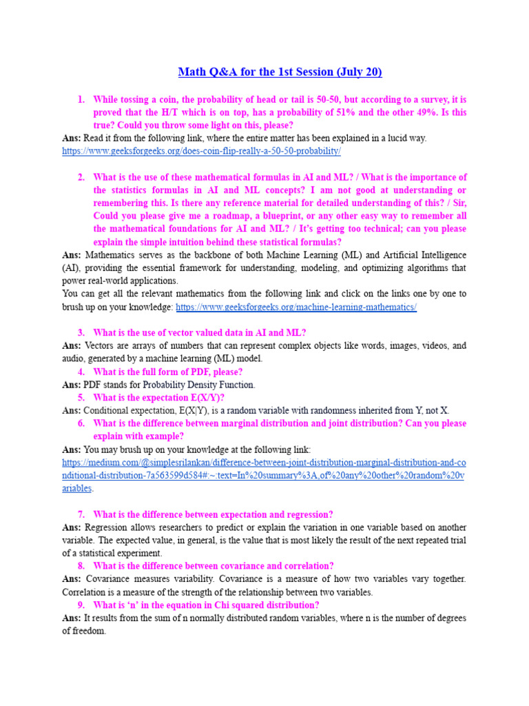 Math Answers For Unanswered Question | PDF