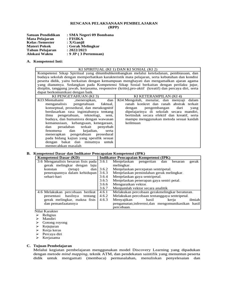 RPP Bab 6 Ganjil | PDF