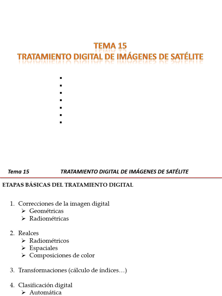 Tema 15 - Tratamiento Digital de Imágenes de Satélite | PDF