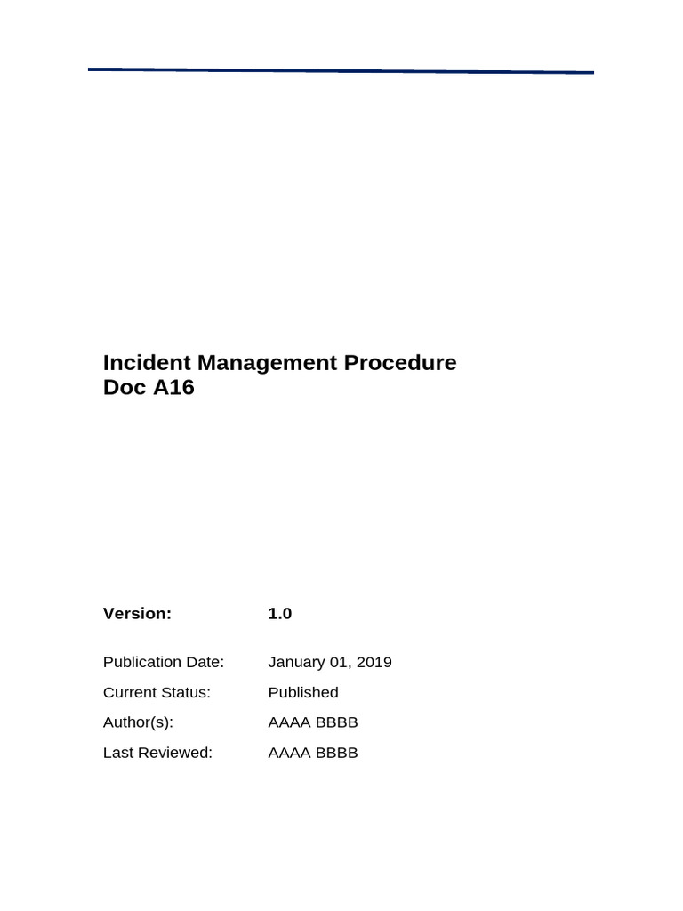 DOC16 Incident Management - v1 | PDF