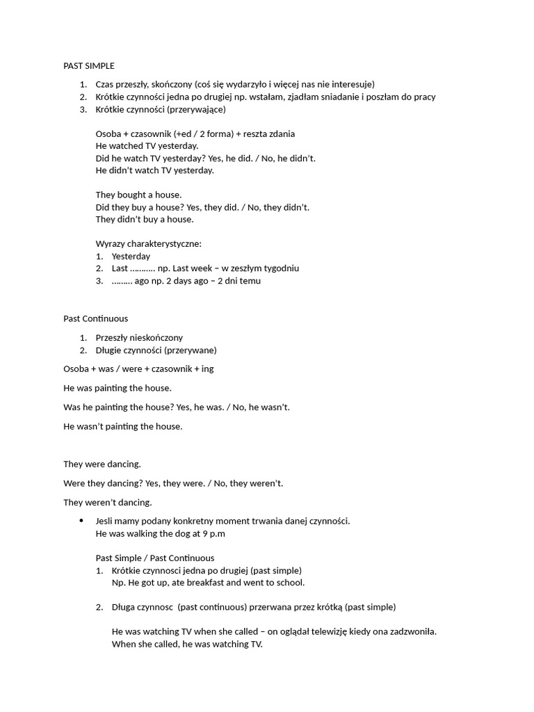 PAST SIMPLE PAST CONTINUOUS | PDF