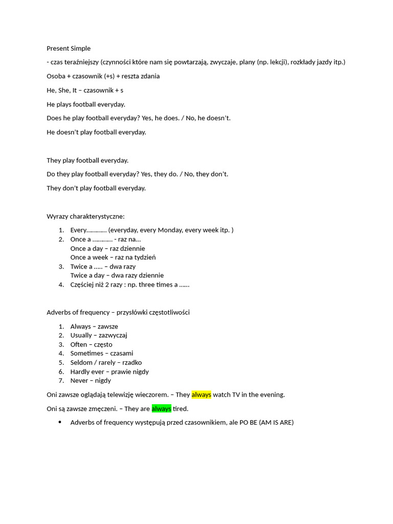 Present Simple, continuous | PDF