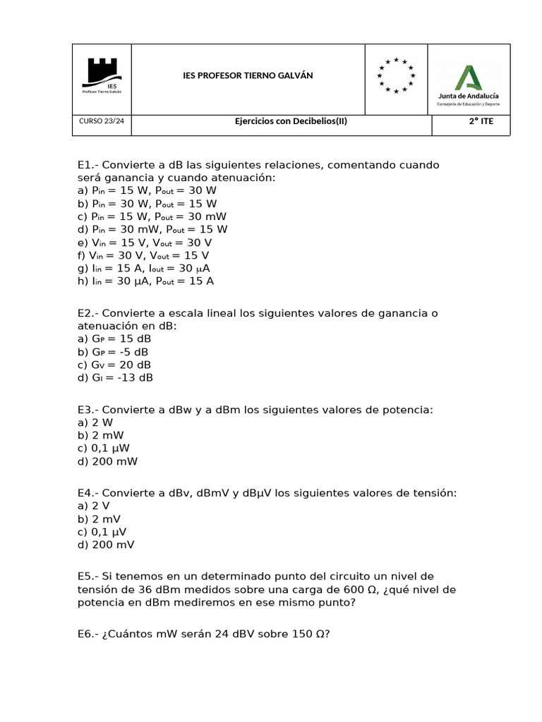 Tarea 2 Ejercicios dB | PDF