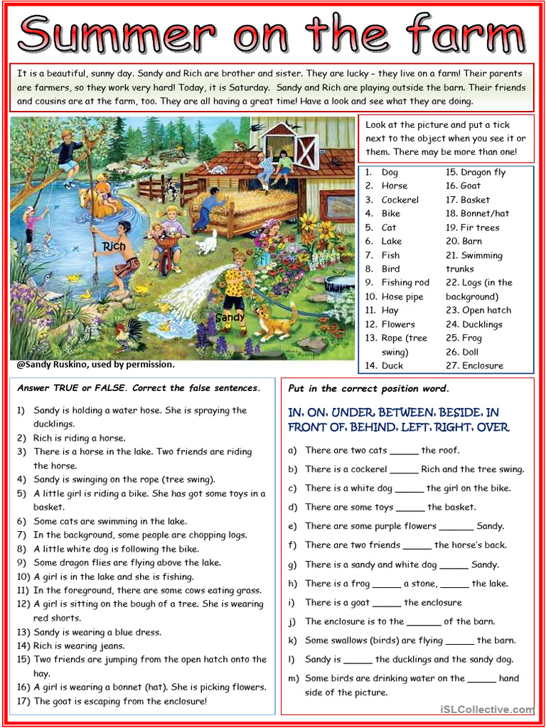 Picture Description - Summer On The Farm | PDF
