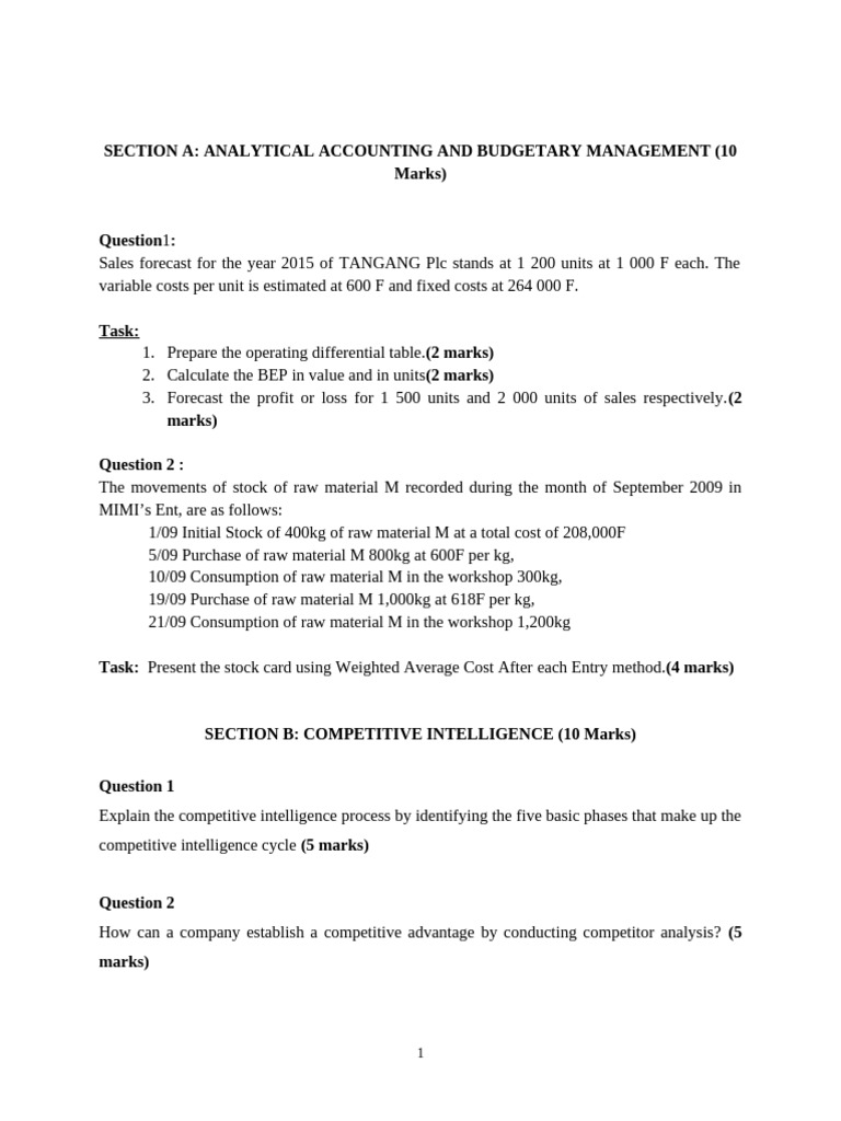 Set 1 Analytical Accounting and Strategy | PDF