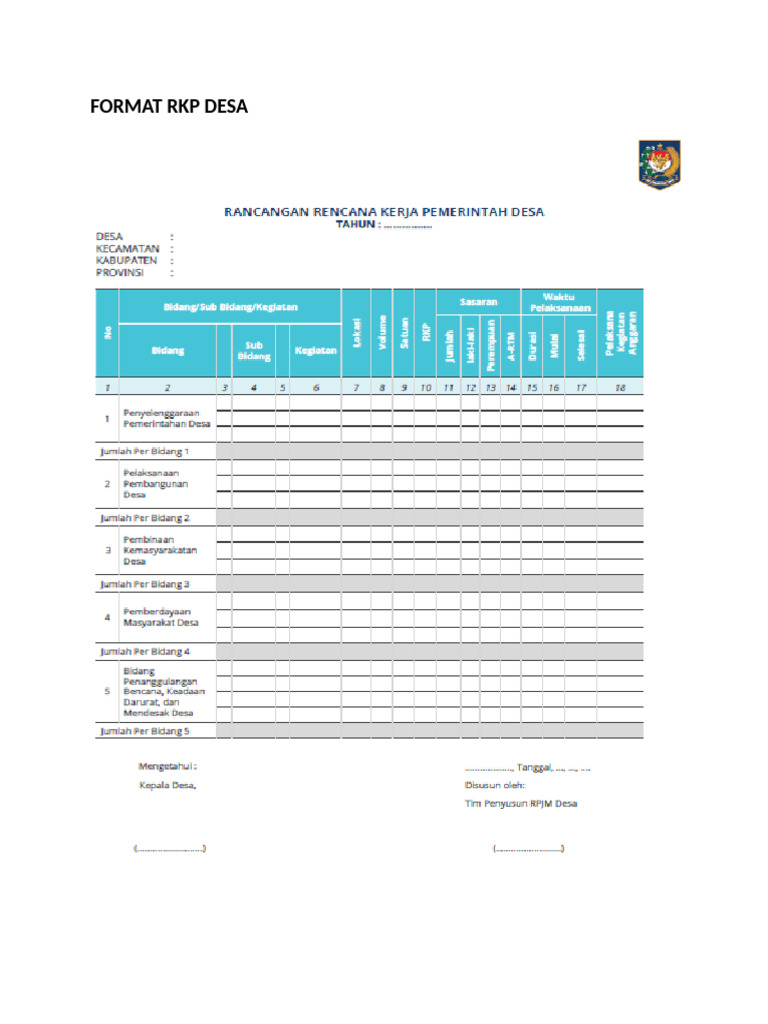 Format RKP Desa | PDF