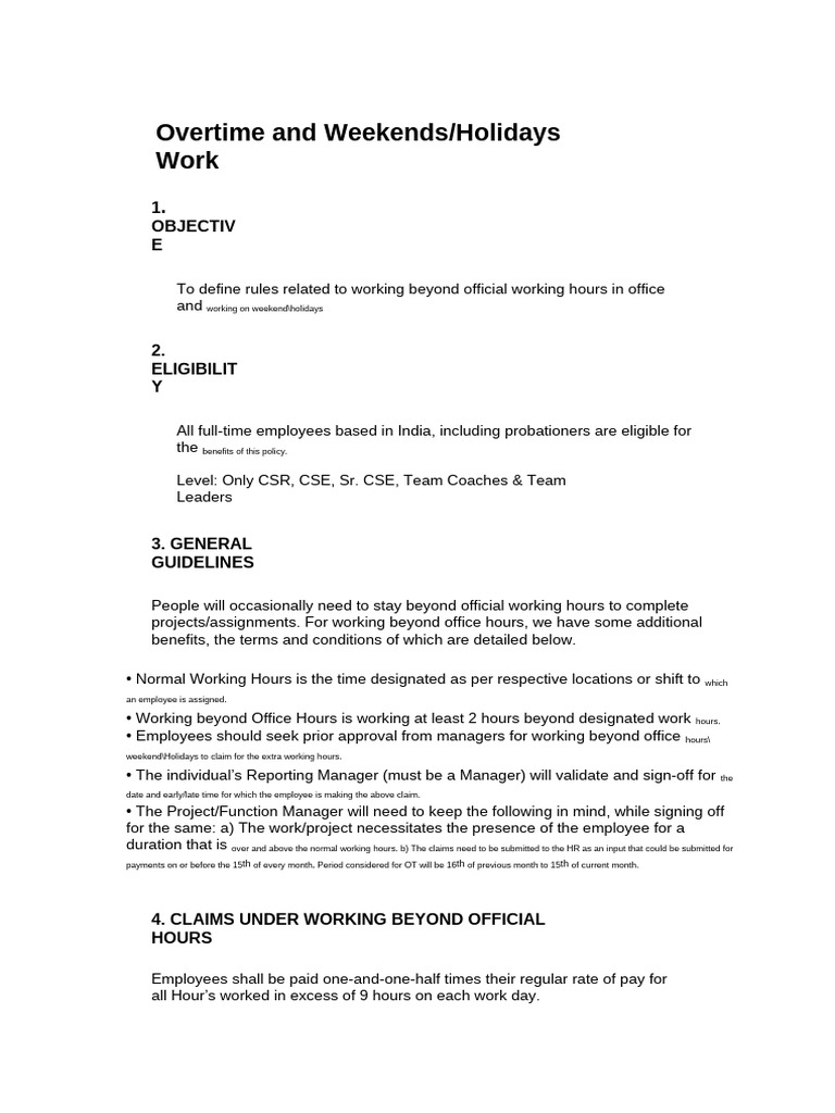 Overtime and Weekends | PDF