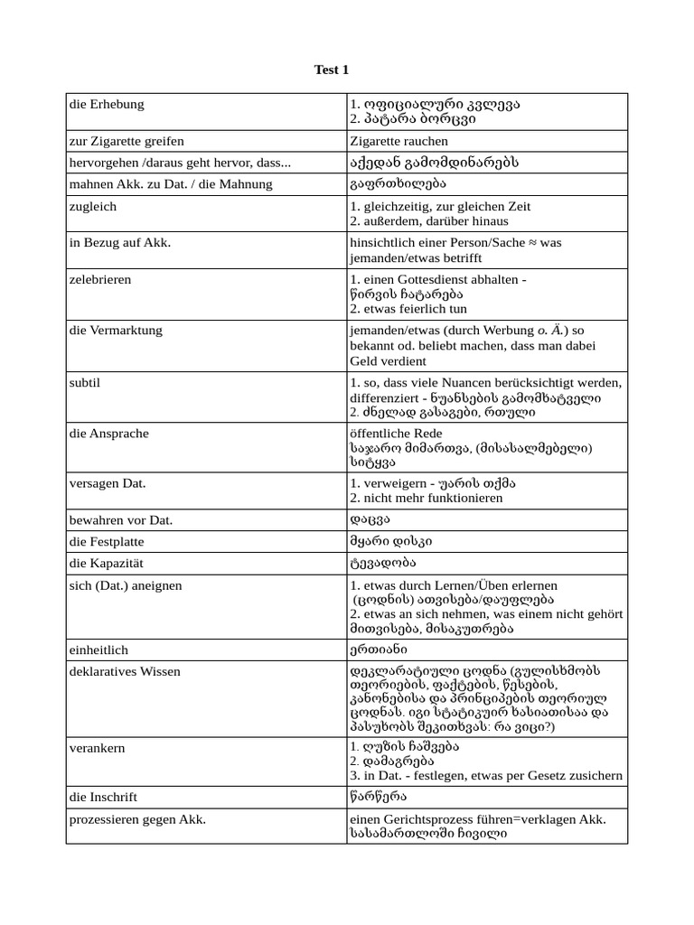 Vokabeln-Test-1 | PDF