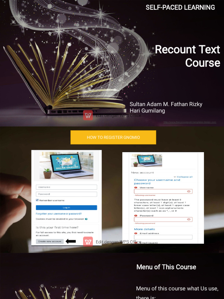 Self-Paced Learning Recount Text Courese | PDF