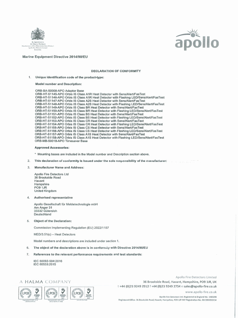 Apollo Doc Cert Heat Detector | PDF