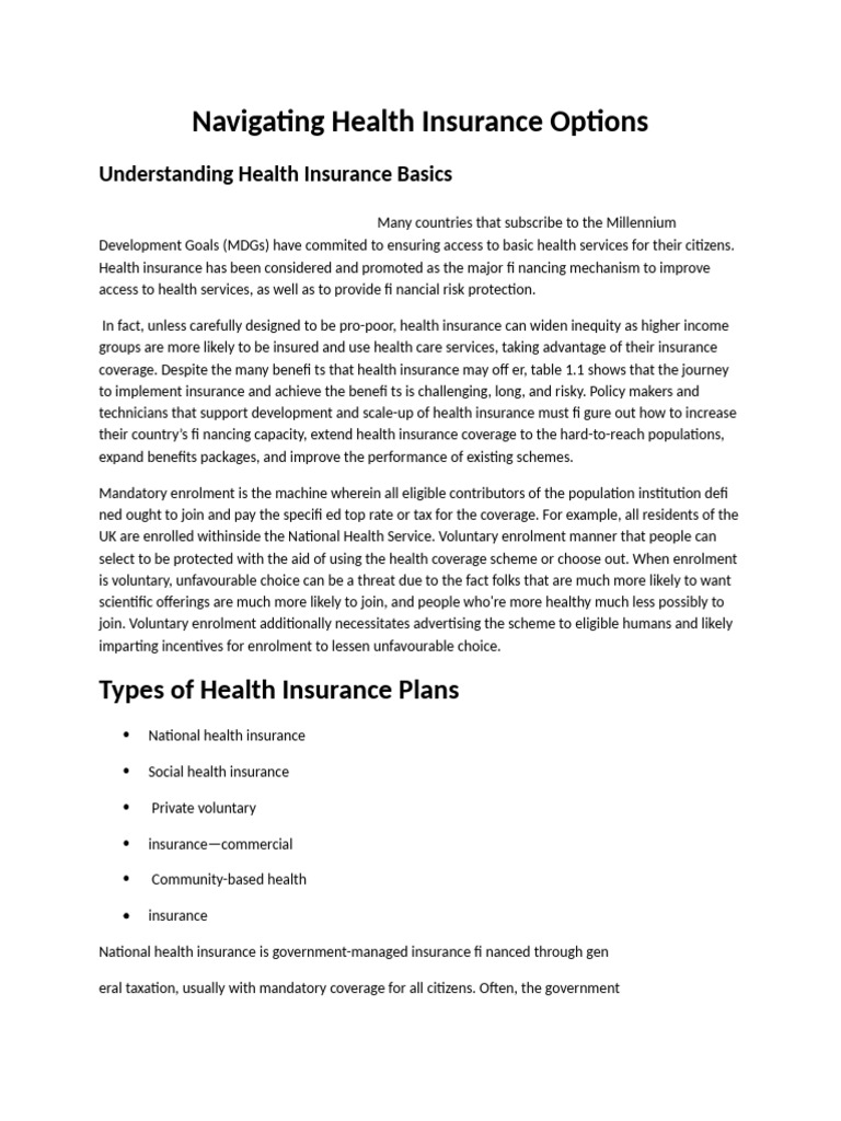 Navigating Health Insurance Options | PDF