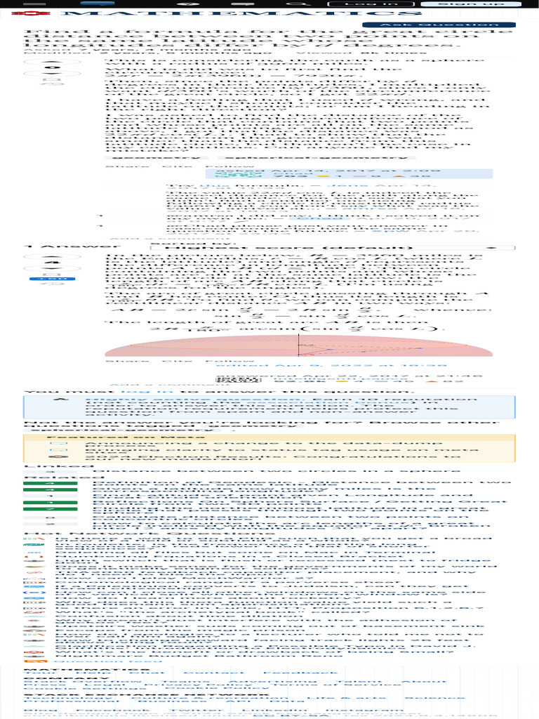 Geometry - Find A Formula For The Great Circle Di | PDF