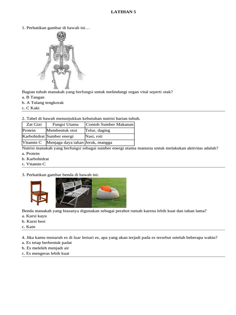 Latihan Soal KSNR Kls 1 Dan 2 Paket 5 | PDF
