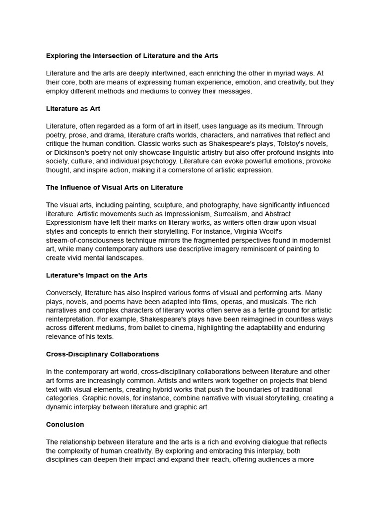 Article On Literature and Arts | PDF | The Arts | Narrative