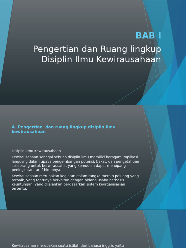 BAB I. Pengertian Dan Ruang Lingkup Disiplin Ilmu Kewirausahaan | PDF