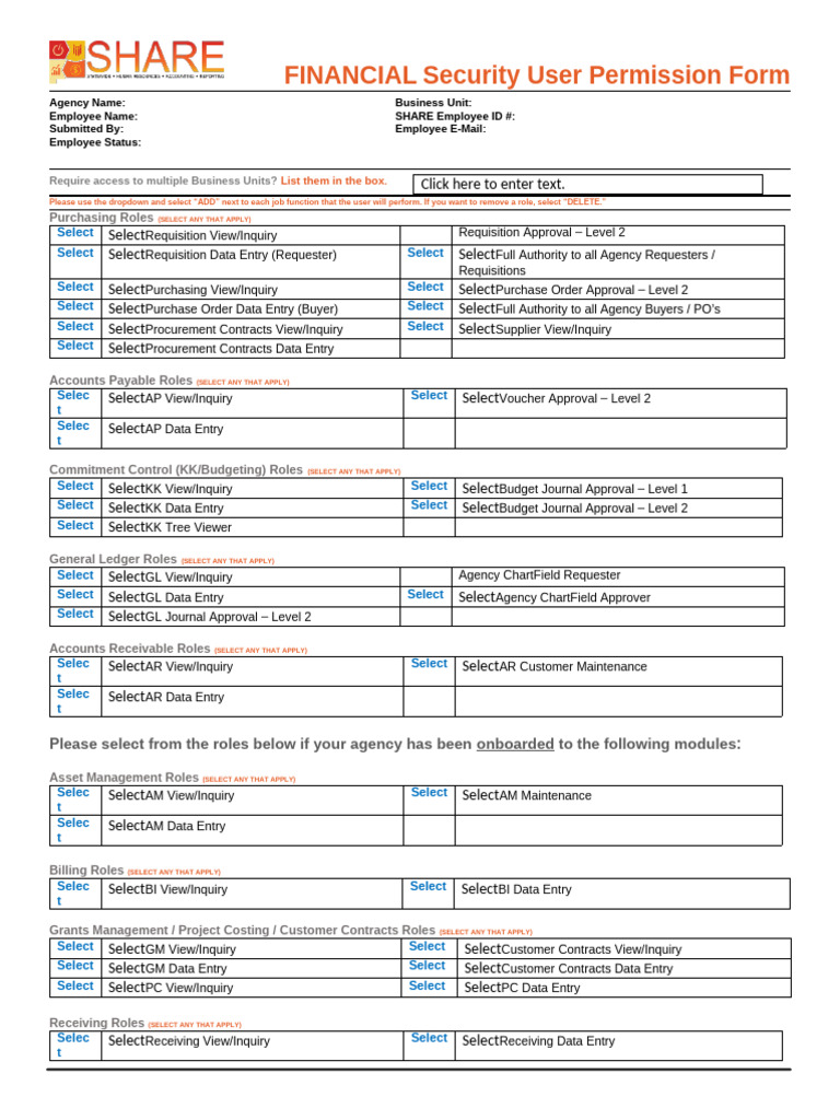 SHARE Financials Security Form | PDF