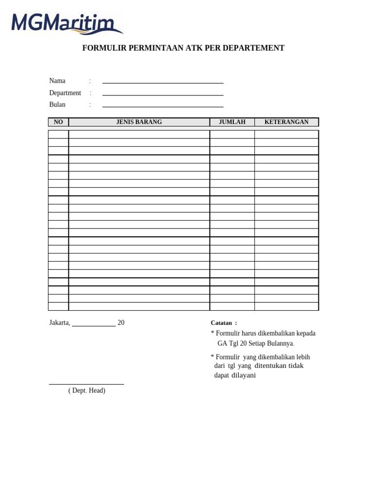 Form Req ATK Dept. | PDF