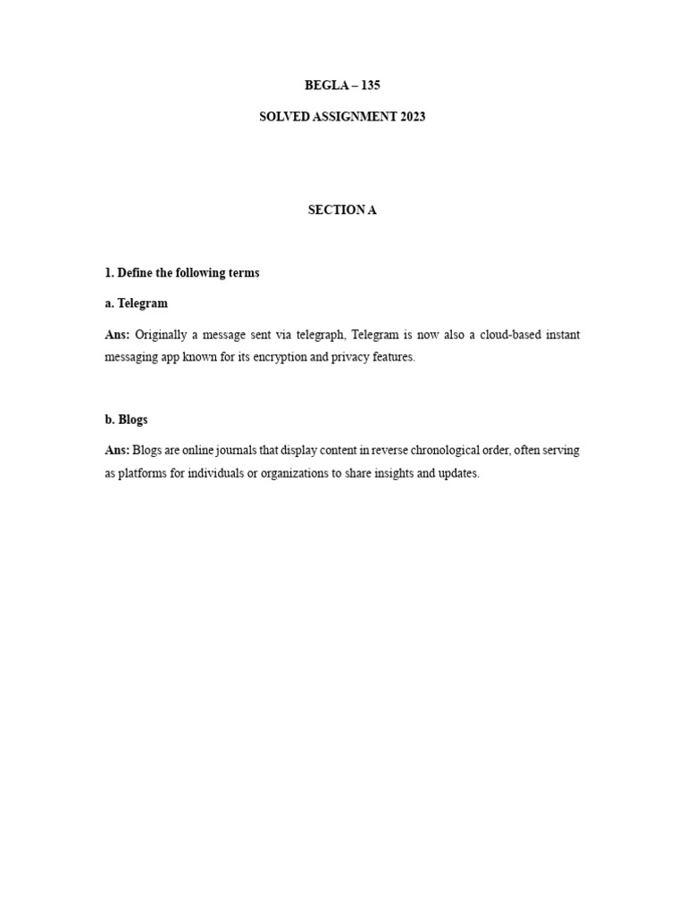 Begla-135 Solved 2023 | PDF