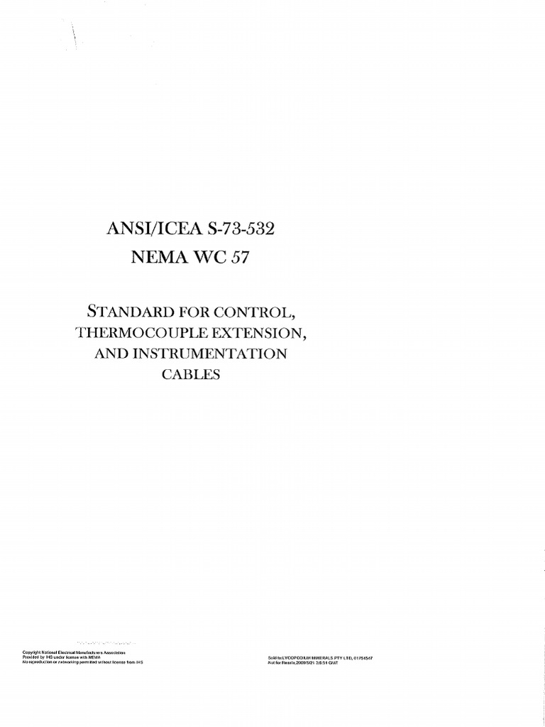 ANSI - ICEA S-73-532 NEMA WC 57 - Standard For Control, Thermocouple ...