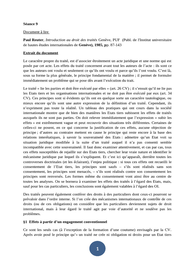 Support Seance 9 Effet Relatif Des Traités | PDF