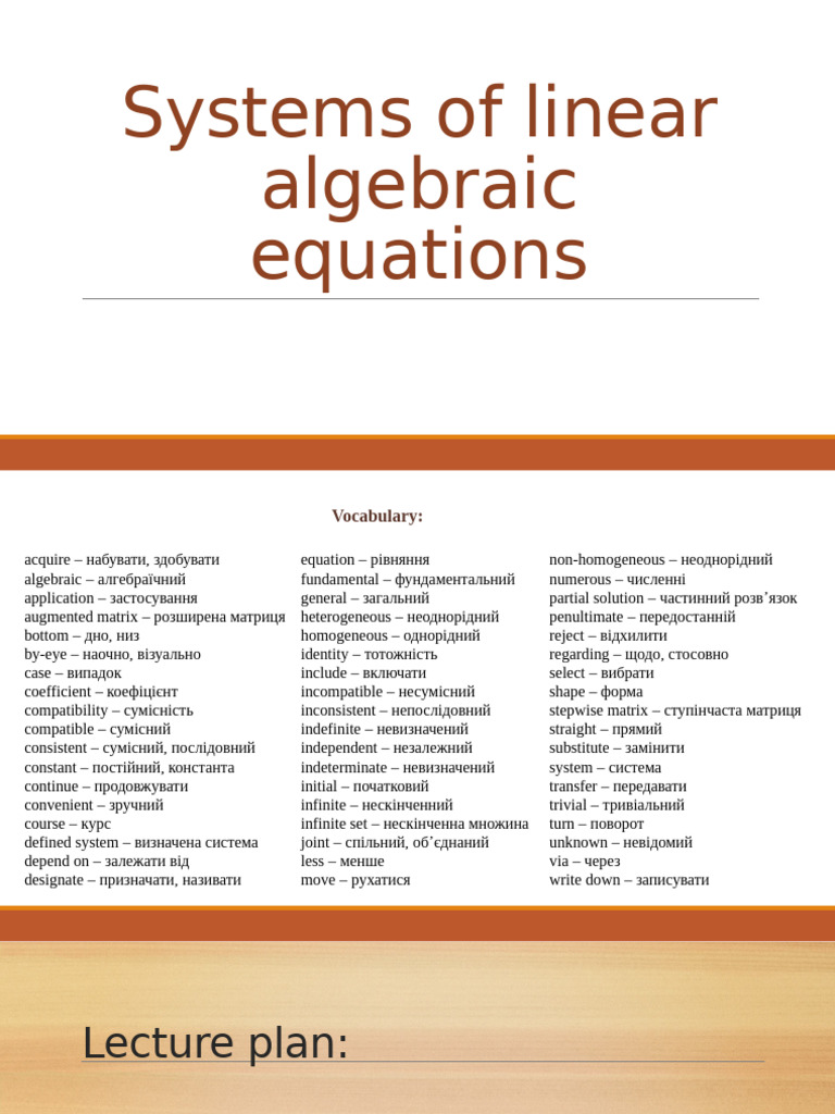 Lecture 3 Systems Of Linear Algebraic Equations Pdf