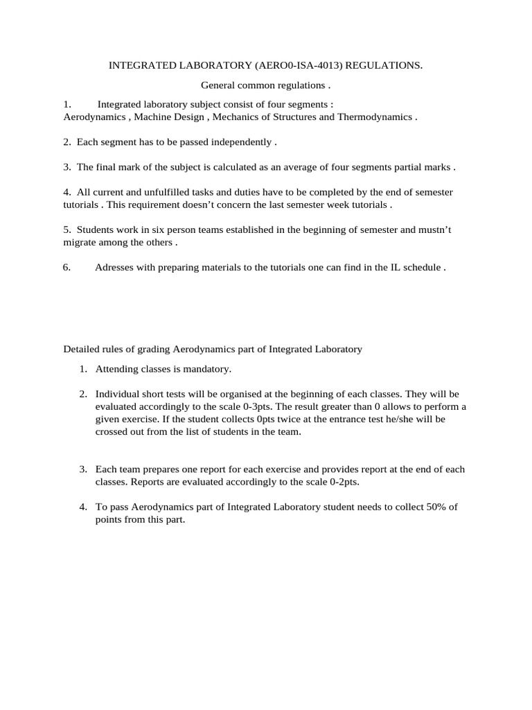 INTEGRATED LABORATORY Regulations 2021 - 22 - v2 | PDF