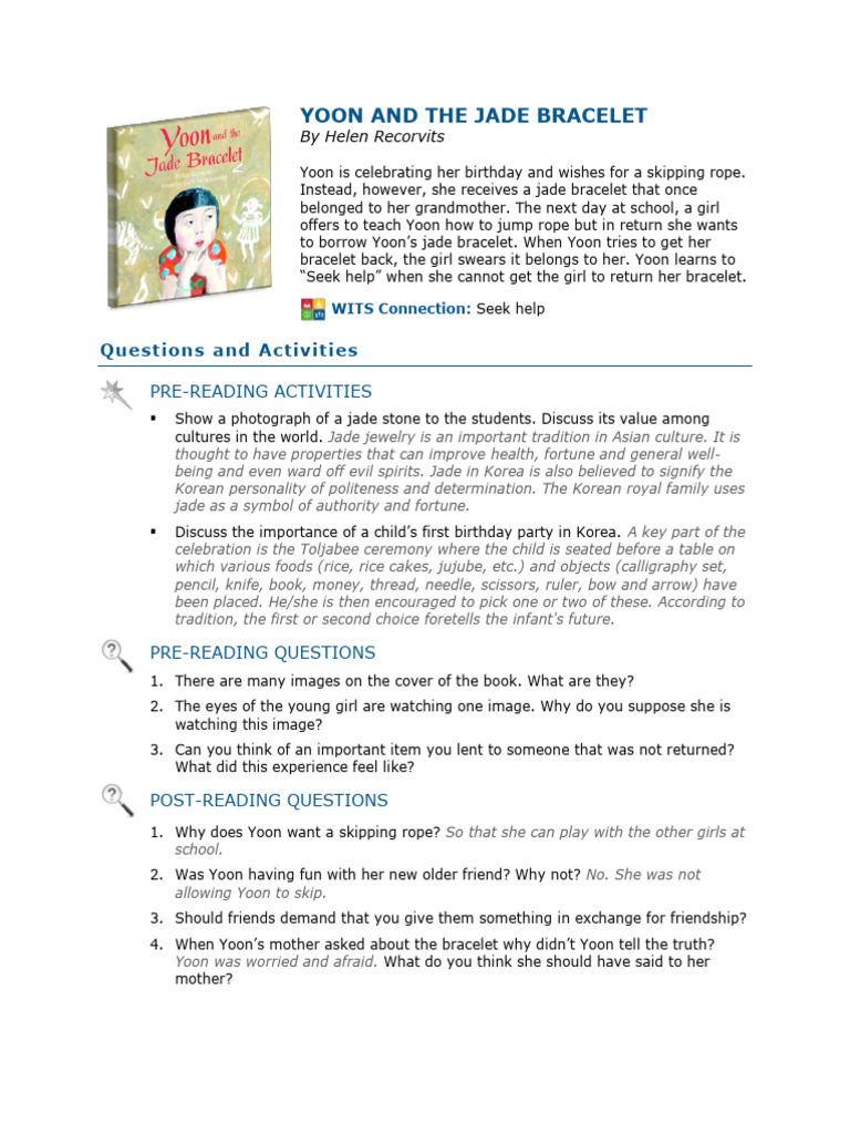 Yoon and The Jade Bracelet | PDF