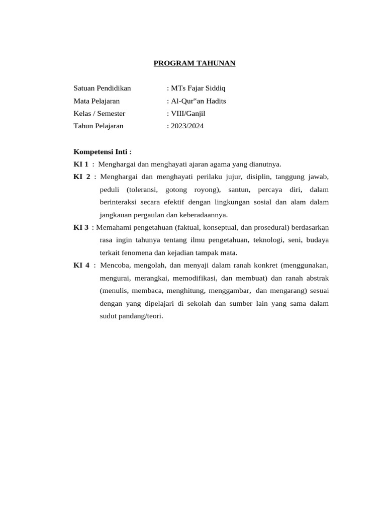 Prota Prosem KLS 8 Ganjil | PDF