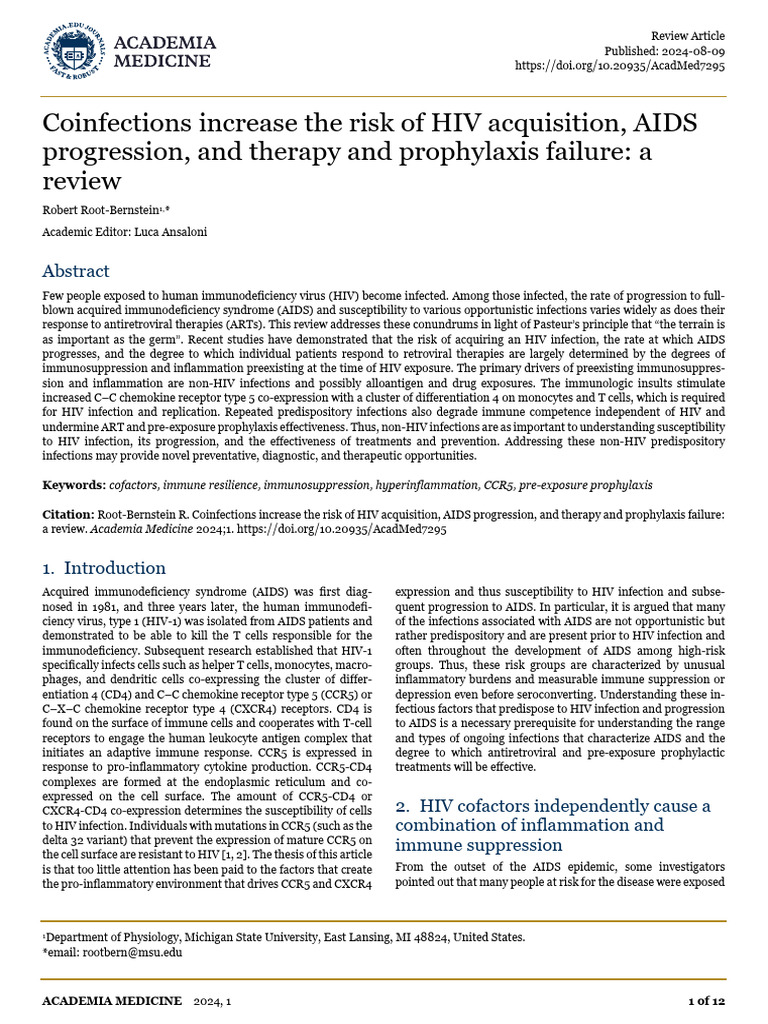 Coinfections Increase The Risk of HIV Ac | PDF