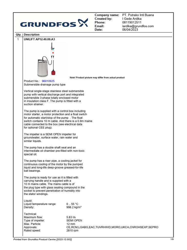Unilift Ap124008a3 | PDF