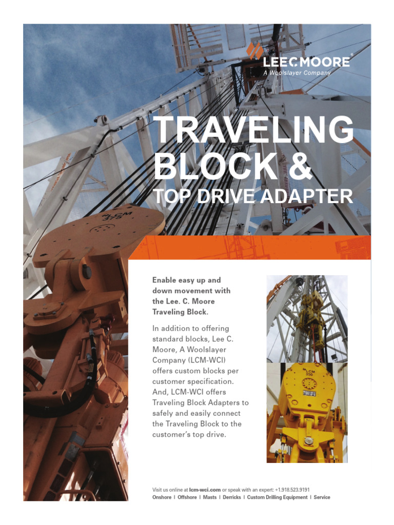 Lee C. Moore - Traveling Block and Top Drive Adapter Spec Sheet | PDF