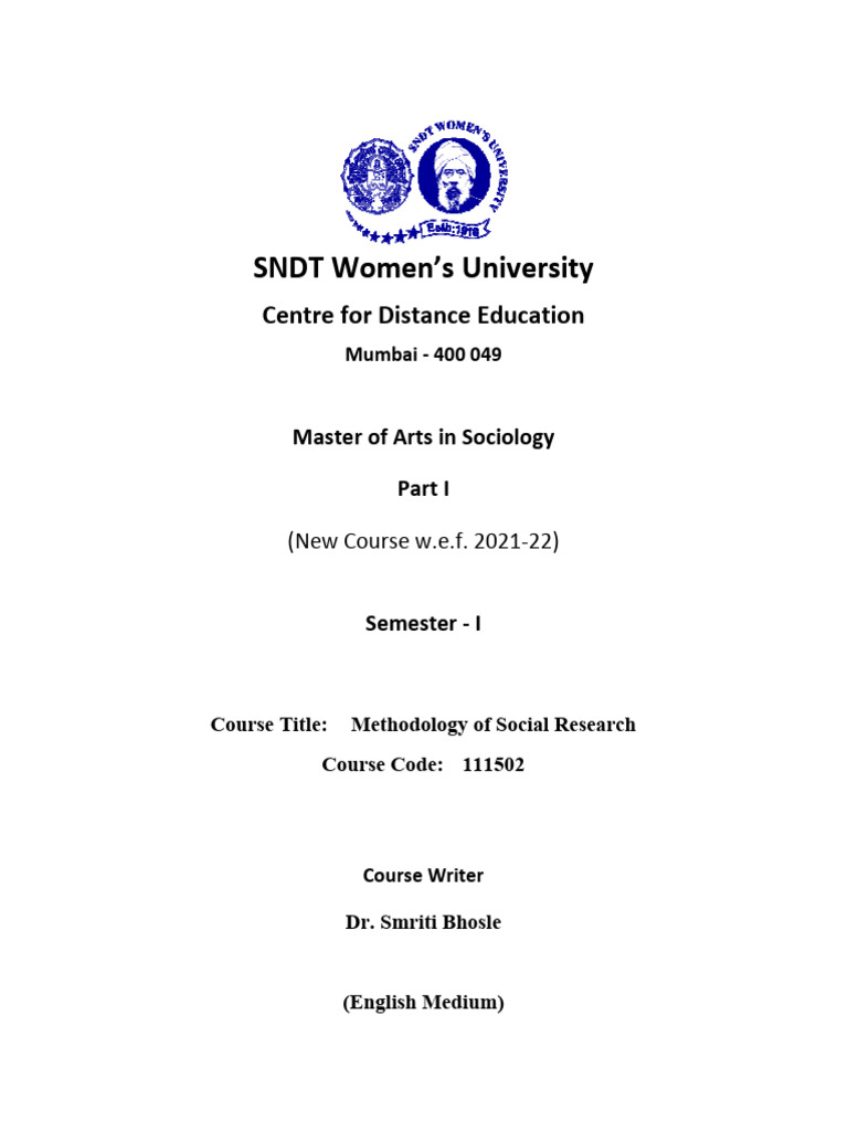 Sem I - 111502 - Methodology of Social Research | PDF
