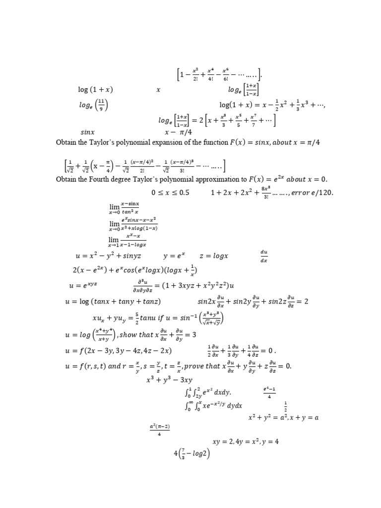Tut Sheet (Unit-I) MTH 142 | PDF
