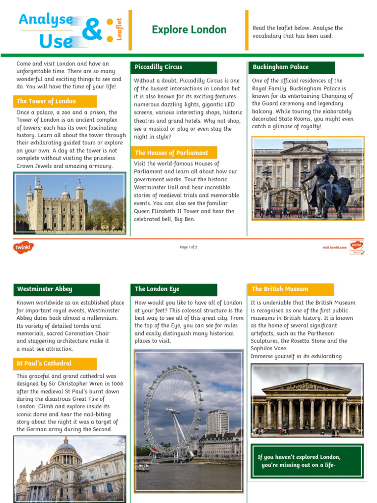 Analyse and Use Leaflet | PDF | London | Palace Of Westminster