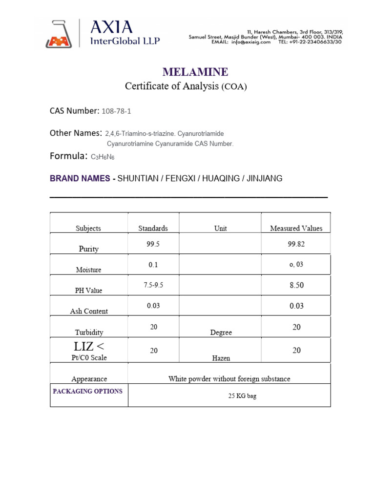 MELAMINE Datasheet | PDF