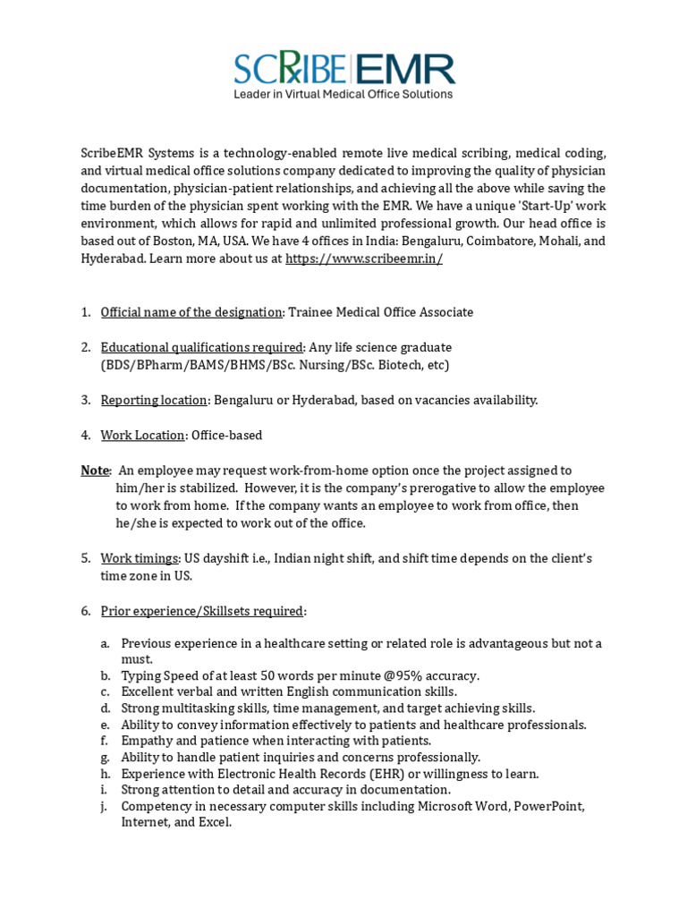 Trainee Medical Office Associate | PDF | Electronic Health Record | Patient