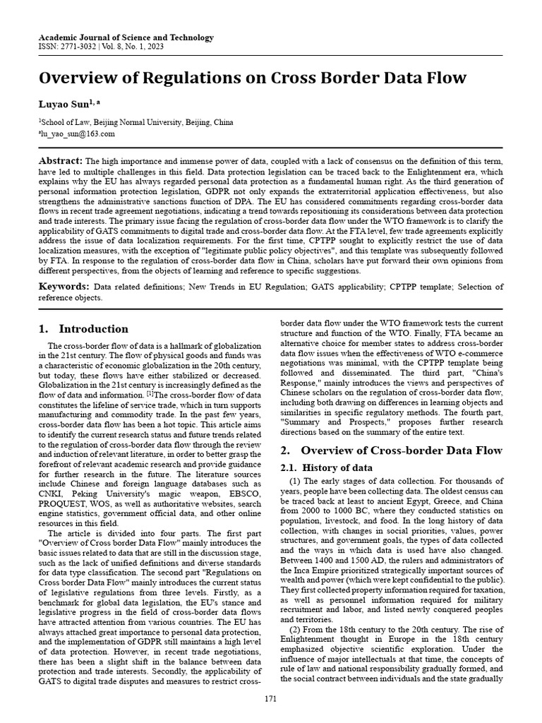 Overview of Regulations On Cross Border Data Flow | PDF
