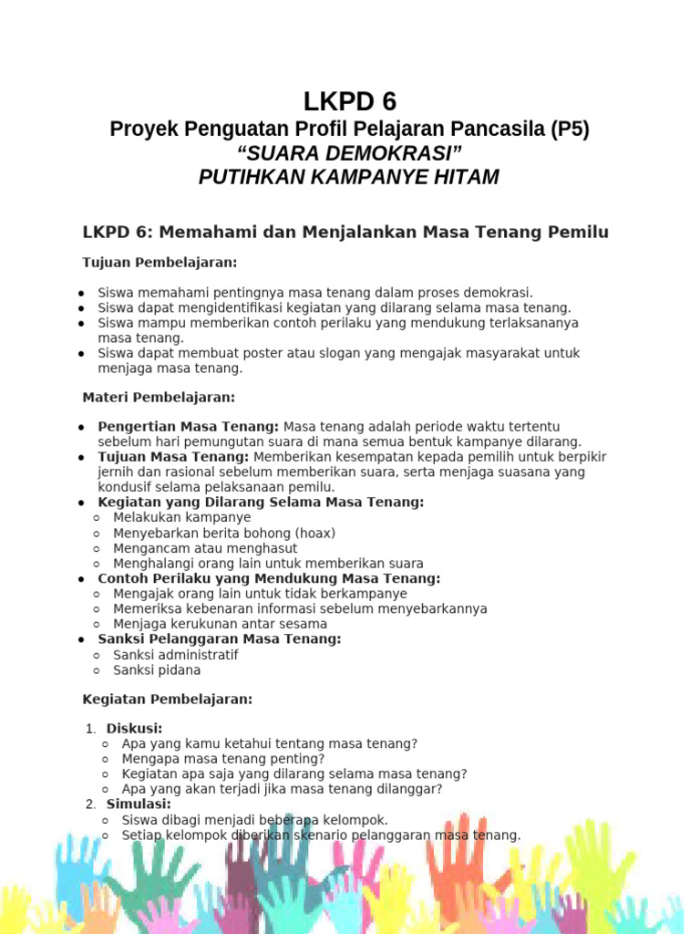 LKPD 6 Masa Tenang Pesta Demokrasi | PDF