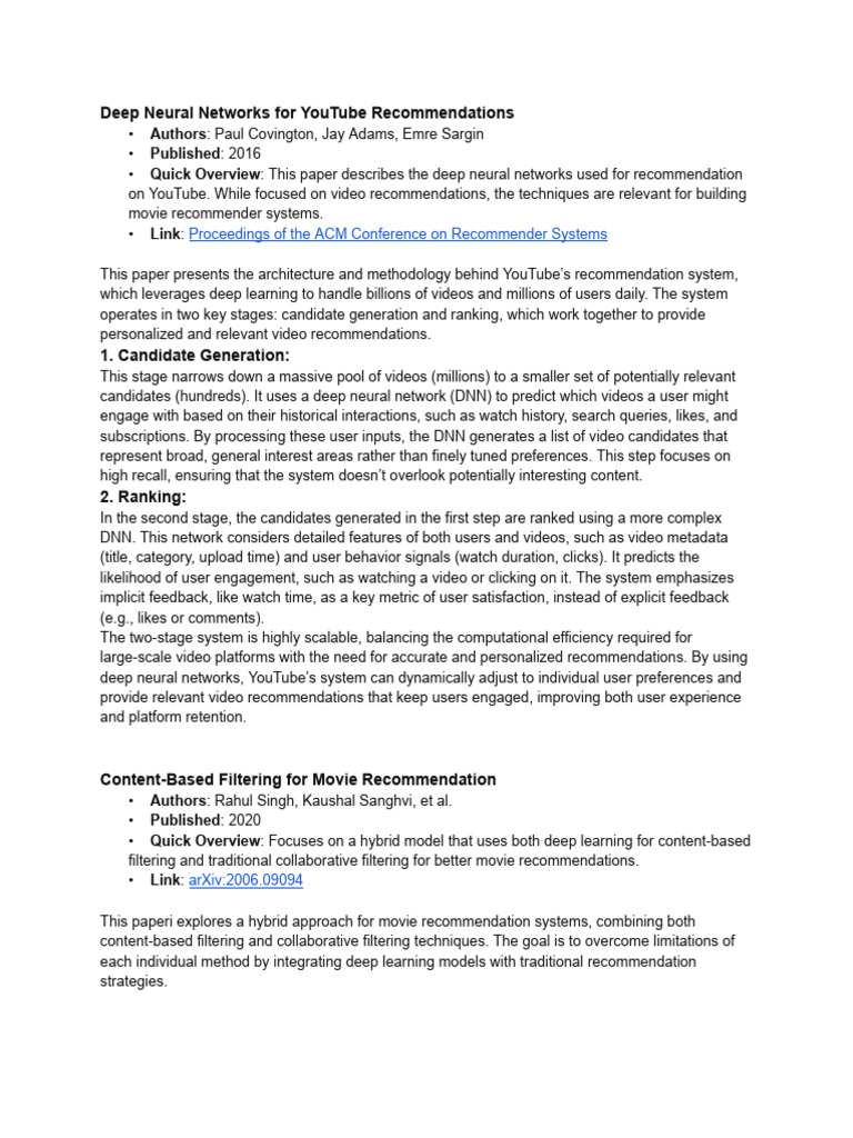 Deep Learning - Literature Review 2 | PDF