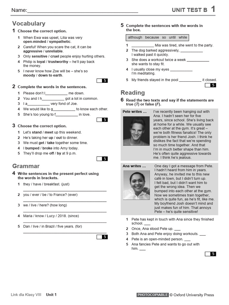 Link L8 U1 Unit Test B | PDF