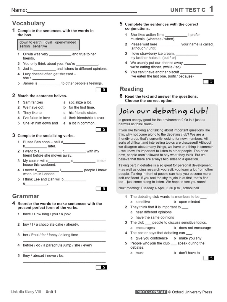 Link L8 U1 Unit Test C | PDF