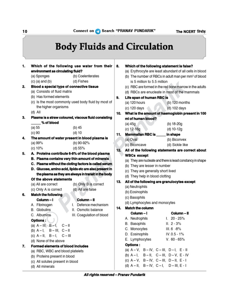 6.3. Body Fluids & Circulation | PDF