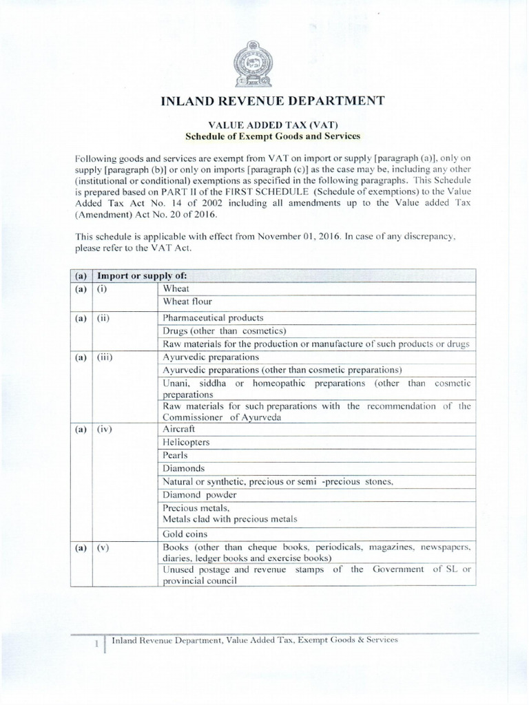 VAT Exception Act | PDF