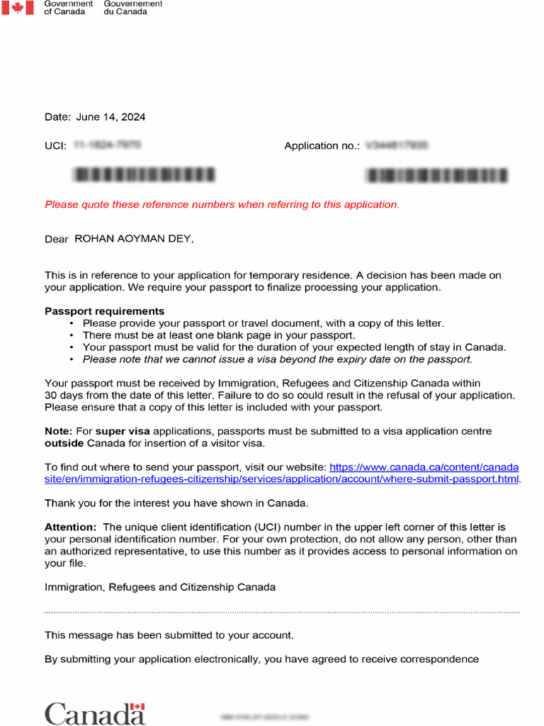 Canada Visa Approval | PDF