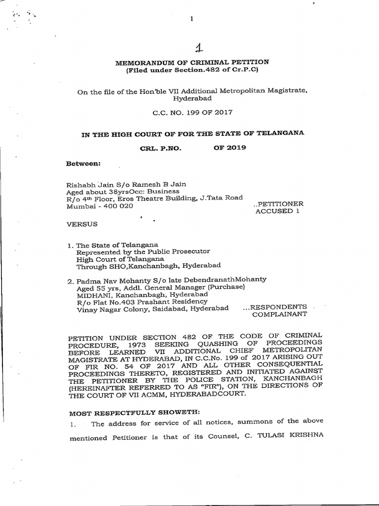 Quashing Petition Only | PDF