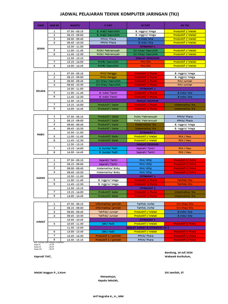 JADWAL Mapel 2425 | PDF