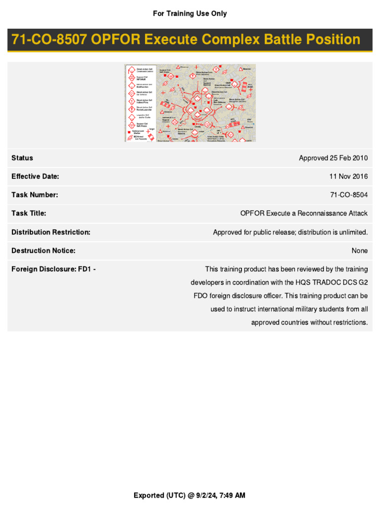 71-CO-8507 OPFOR Execute Complex Battle Position | PDF